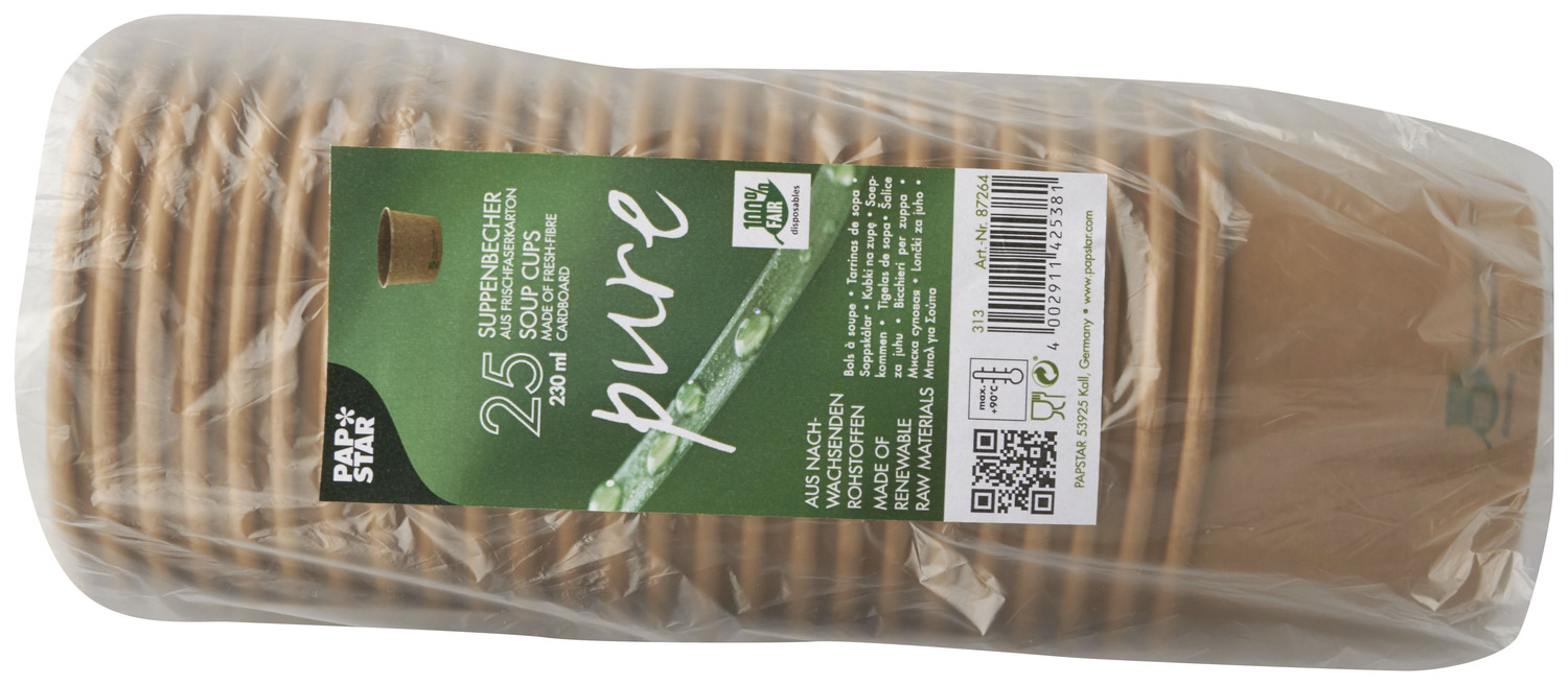 Disposable soup cup Pure 100% Fair virgin fiber cardboard - Restatrade