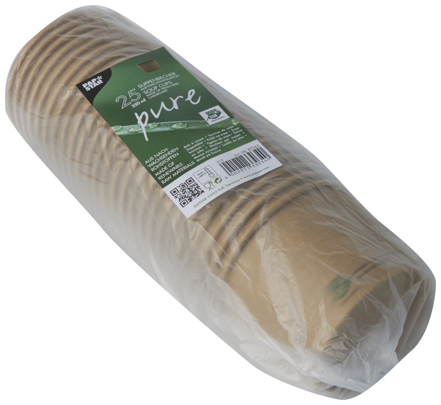 Disposable soup cup Pure 100% Fair virgin fiber cardboard - Restatrade