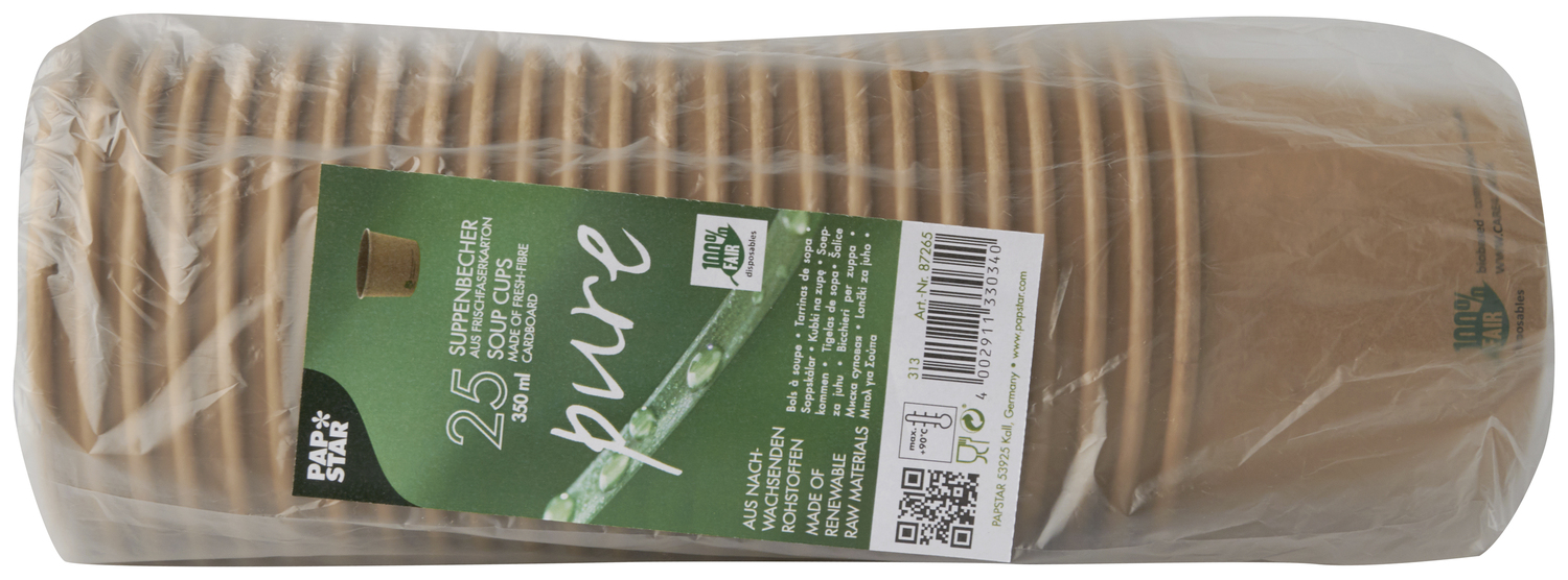 Disposable soup cup Pure 100% Fair virgin fiber cardboard - Restatrade