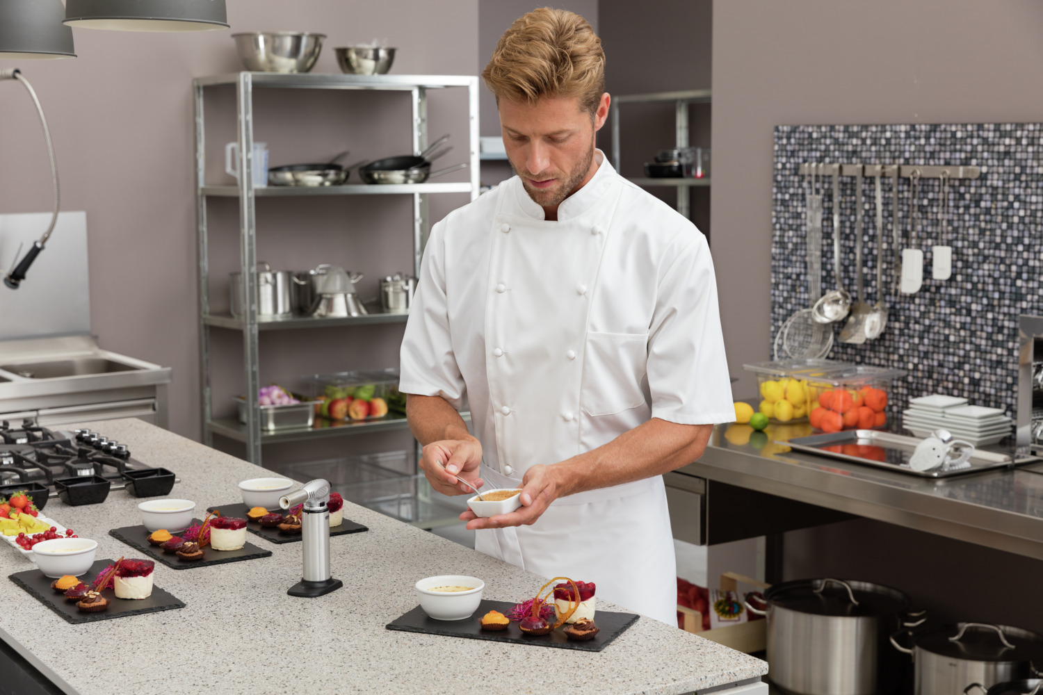 Men's chef jacket Premium Chef half sleeve - Restatrade