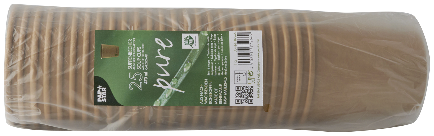 Disposable soup cup Pure 100% Fair virgin fiber cardboard - Restatrade